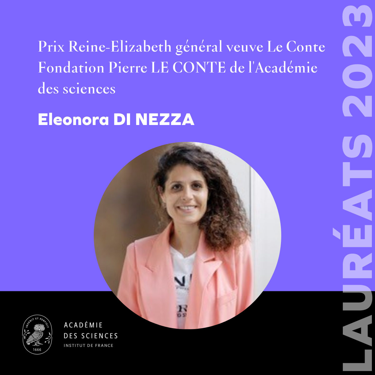 Eleonora Di Nezza, lauréate 2023 du Prix Reine-Elizabeth général veuve ...